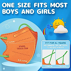 FENFEN Kids KN95 Face Mask Disposable - Children KN95 Masks Small Size 5 Layer Protection Breathable Dust with Elastic Earloops Girls Boys 10 Colors 50 Pack Individually Wrapped Mascarillas
