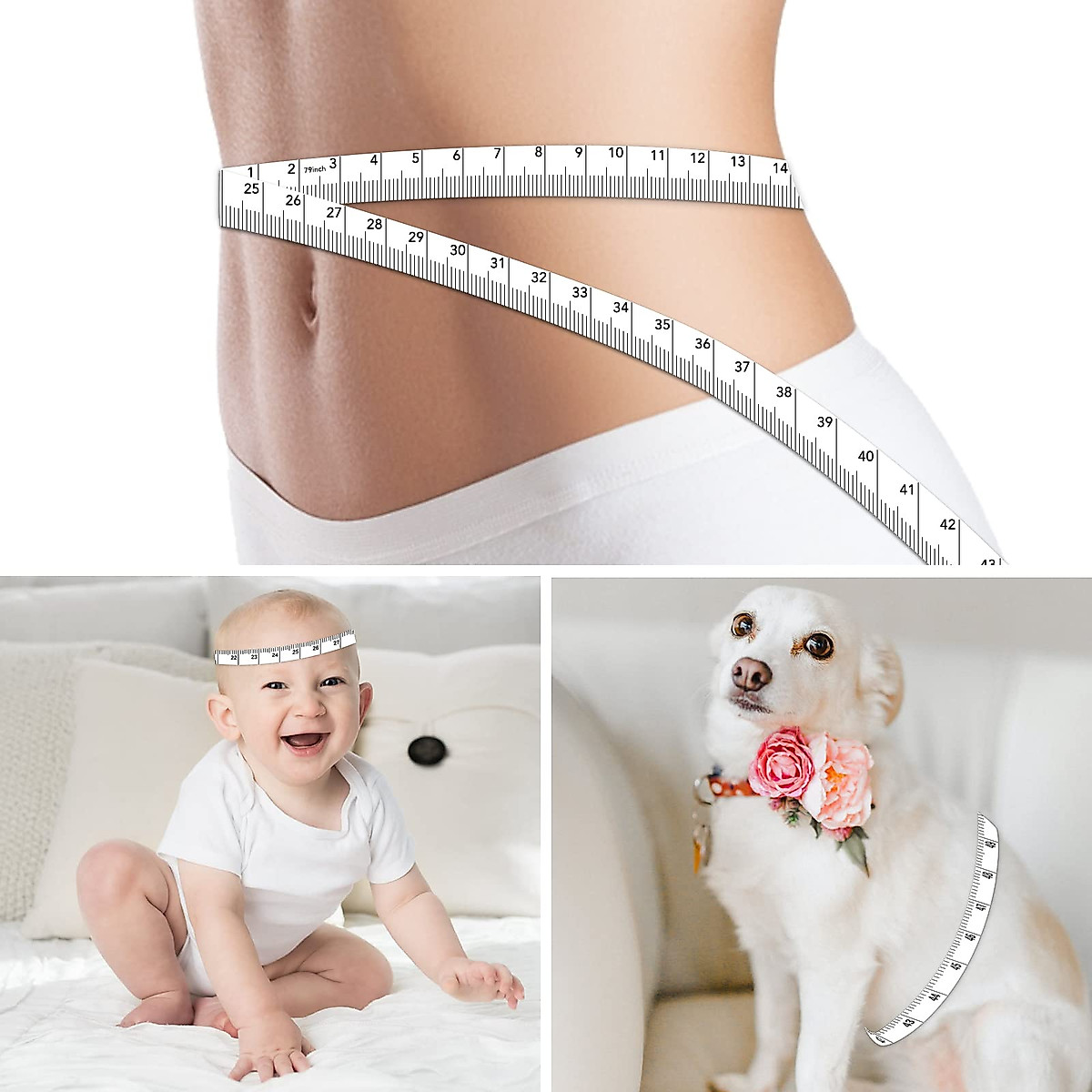 REIDEA Clothing Measure Tape Dual Sided, 79in/200cm Soft Fabric Tape Measure for Body Measurement Fitness, Weight Loss, Measuring Waist, Thighs, Arms, Sewing Clothing Tailor