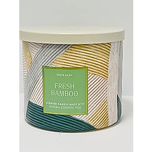 Bath & Body Works, White Barn 3-Wick Candle w/Essential Oils - 14.5 oz - 2022 Spring Scents! (Fresh Bamboo)