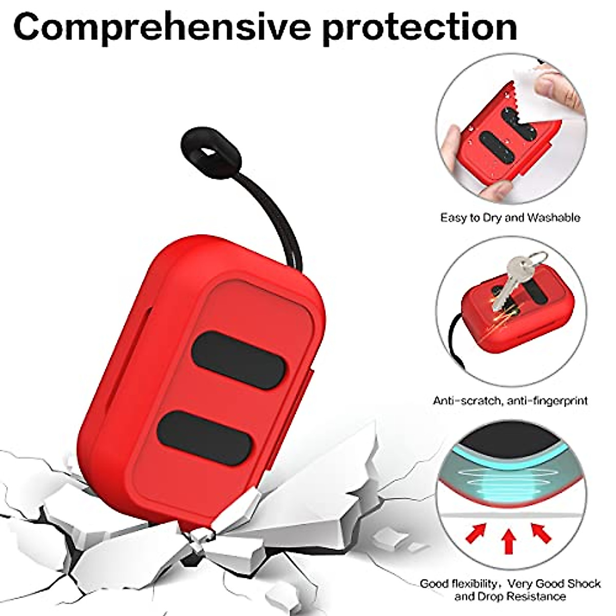 WQNIDE Case for Skullcandy Dime, Waterproof & Shockproof Silicone Carrying Protective Case,Skullcandy Dime True Wireless Earbuds Case Cover(Red)