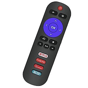 Universal Remote Control Compatible with TCL Roku TVs with Google Play EstrellaTV DEEZER Netflix Shortcut Key