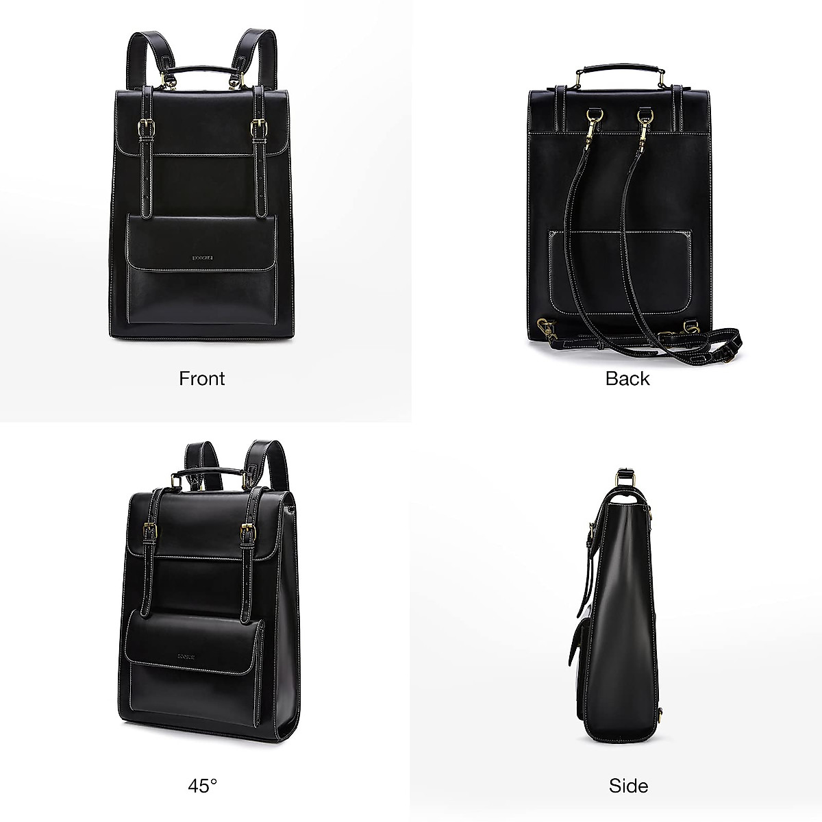 ECOSUSI Laptop Backpack for Women PU Leather Backpack Vintage for Laptop 15.6 inches School Bag College Bookbag, Brown