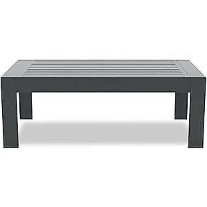 LayinSun Aluminum Outdoor Patio Coffee Table Modern Rectangle All-Aluminum End Table with Metal Frame