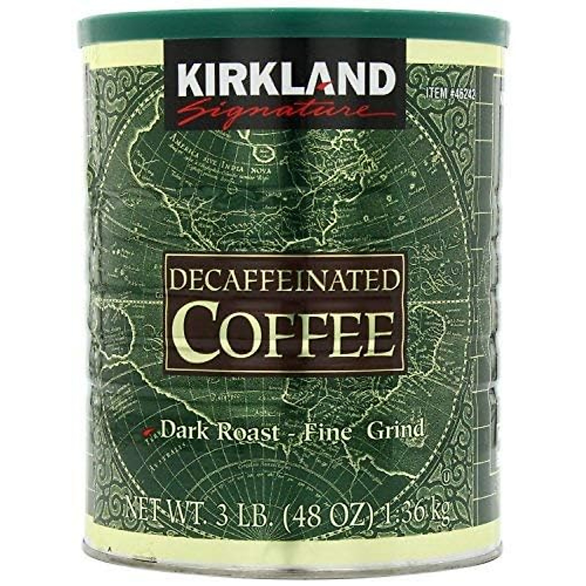 Kirkland Signature 100% Colombian Dark Roast Decaffeinated Ground Coffee, 3 Pound (Pack of 2)