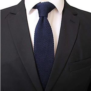 Secdtie Men Woven Silk Midnight Navy Blue Skinny Tie Slim Plain Necktie 010