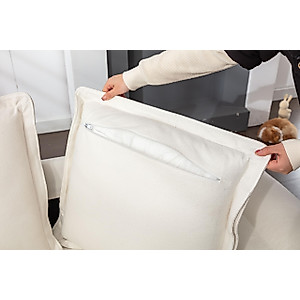 TYBOATLE Sofa Couches for Living Room, Mid-Century Modern Comfy 85" W Loveseat w/ 2 USB Charger & Wide Arms, 3 Seater Cloud Small Couch Sofas for Small Space Apartment Bedroom Office (Chenille Beige)