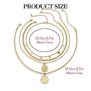 MJartoria Layered Necklaces for Women Trendy Retro Coin Pendant Chain Necklaces Dainty Link Chain Choker Necklaces for Jewelry Birthday Gifts (Gold)