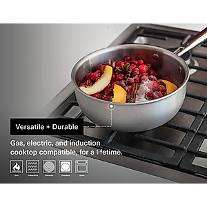 Misen 2 QT Stainless Steel Saucier Pan with Lid - 5-Ply Steel Sauce Pan