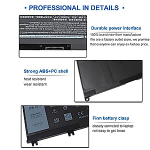 56Wh 33YDH Laptop Battery for Dell Inspiron 17 7000 Series 7779 7778 7786 7773 2-in-1 15 7577 G3 3579 3779 G5 5587 G7 7588 Latitude 13 3380 14 3490 3590 3580 3400 3500 451-BCDM PVHT1 P30E 81PF3 081PF3