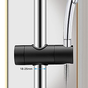 Adjustable Shower Head Holder for Slide Bar,Universal 18-25MM O.D. Rail Head Bracket Holder for Slide Bar Slider Clamp Bathroom Replacement 360 Degree Rotation Sprayer Holder (Black)