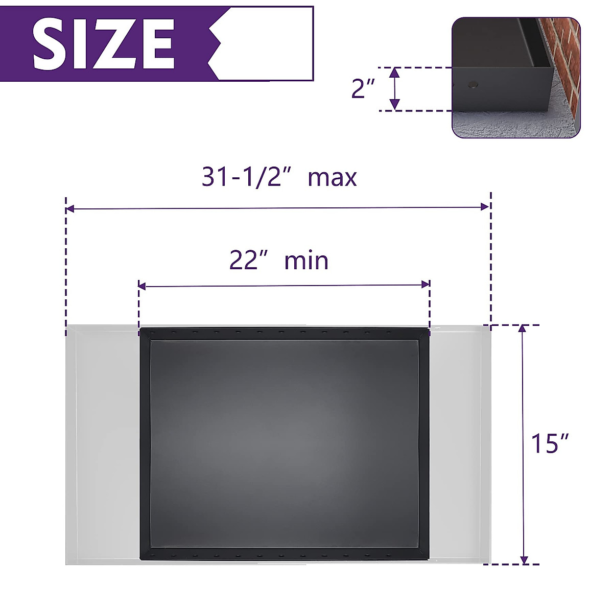 Mxclimate Fireplace Tray Ash Pan,Adjustable Black Ash Pan with Handles for Inside Fireplace.Expandable Galvanized Steel Ember Holder Fireplace Pan for Ash Collection,Rectangle