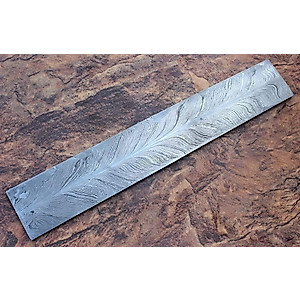 Forged Damascus Steel Billet Blank Blade Bar Knife Making Material Stock 12 x 2 IN Feather Pattern Billet Blank jnr-304