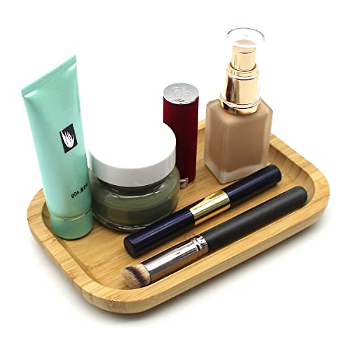 Qtip Holder, Glass Bathroom Canisters with Bamboo Lid, Cotton Ball Holder with Tray, Apothecary Jars for Cotton Swabs, Floss, Bathroom Accessories Storage Organizer (2 Pack)