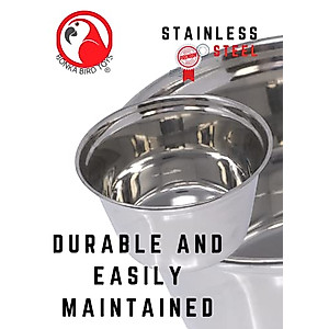 Bonka Bird Toys 800129 Stainless Steel Water/Seed Cup 32oz Cage Feed Bowl