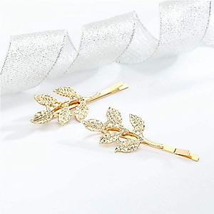 Olbye Leaf Hair Clip Dainty Gold Metal Barrette Hair Pin Bridal Hair Accessories Hair Holder for Women 2 Pcs