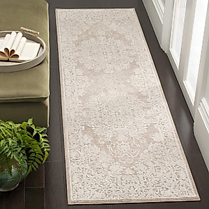 SAFAVIEH Reflection Collection Runner Rug - 2'3" x 12', Beige & Cream, Vintage Distressed Design, Non-Shedding & Easy Care, Ideal for High Traffic Areas in Living Room, Bedroom (RFT664A)