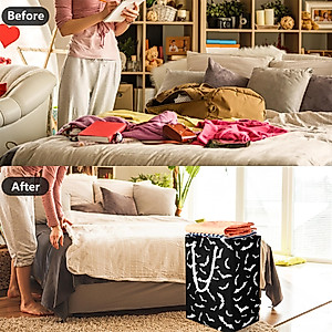 Halloween Bat Black Laundry Hamper, 78L Large Collapsible Tall Laundry Basket Waterproof Dirty Clothes Bag with Cotton Ropes Handles Washing Storage Bin for Clothes, Toys, Nursery, Bedroom, Bathroom,