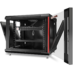Sysracks 9U Wall Mount Network Data Server Cabinet Rack Lockable Enclosure Box - Fan - Shelf - 8-Way PDU - Feet - Cage Hardware - Dust Tight Grommets