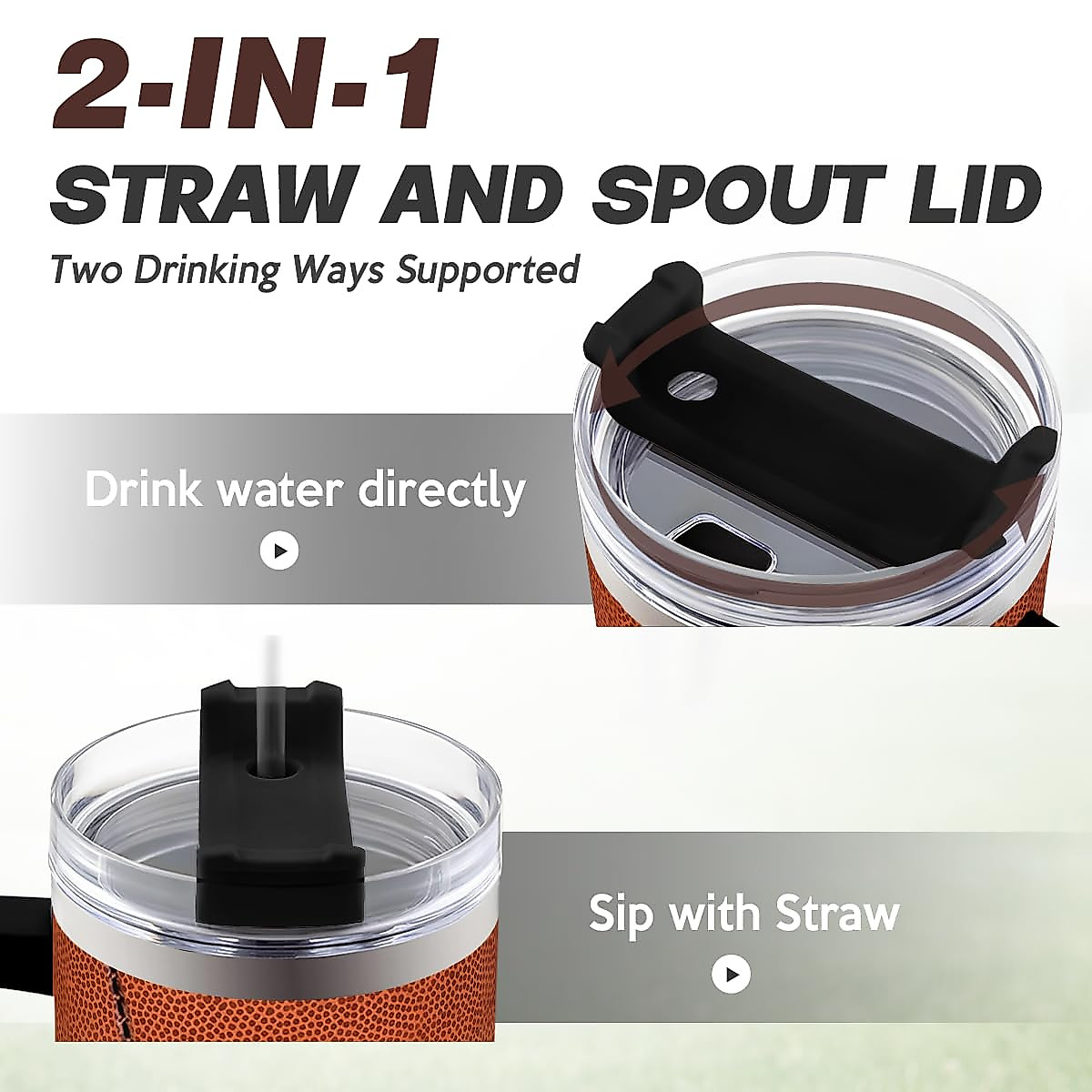 SANDJEST Football Tumbler with Handle 40oz with Lid & Straw, Football Gifts for Men Boys Player Coach Sports Lover, Football Tumblers Coffee Stainless Steel Insulated Cup Gifts for Christmas Birthday