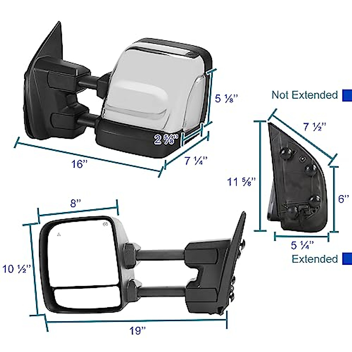 Spec-D Tuning Chrome Power Heated+Blind Spot+Memory Towing Mirror Compatible with 2016-2022 Nissan Titan