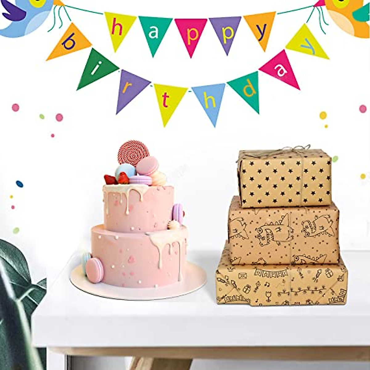 Wrapping Paper Set,Eco Gift Wrapping Paper Folded Sheets,Birthday Gift Wrap Set,Recycled Kraft Birthday Wrapping Paper Kit,Eco Birthday Wrap Birthday PaperWrapping,Gift Rapping Paper for Gift Wrapper paper GiftRapper Paper for Girls Kids Man Boys Women,wi