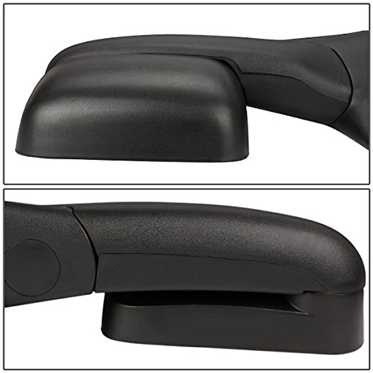 DNA Motoring TWM-010-T222-BK Pair of Manual Adjustment Towing Side Mirrors Compatible with 03-14 E-150 E-250 E-350 E-450 E-550 / Econoline,Black Housing