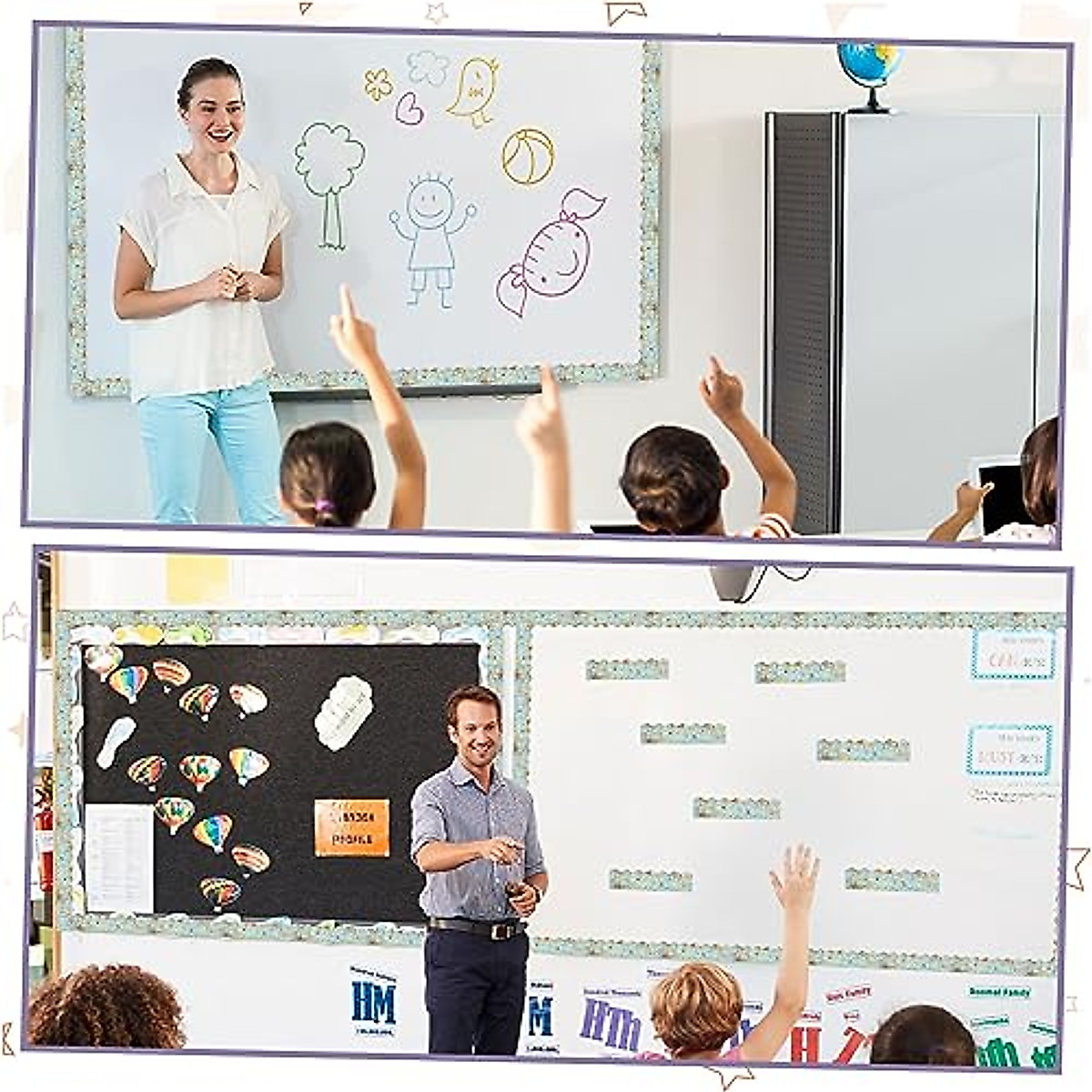 Outus 68.9 ft Magnetic Bulletin Board Border Travel the Map Roll Magnetic Border Trim Globes Map Magnetic Strips Trim for Classroom Chalkboard Wall Refrigerator Whiteboards Decor