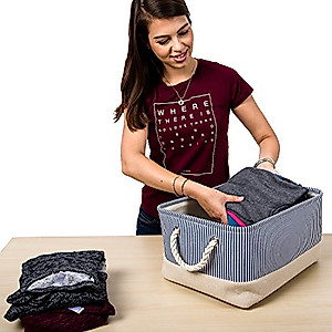 DAE Living Fabric Storage Bins (Set of 2) | Extra Stiff Canvas Fabric | Wire Framed | Fully Lined Interior | Perfect for Clothes, Toys, Shoes, Pet Supplies, Nurseries, Closet and Shelf Storage