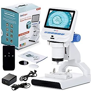 AmScope - 4.3 inch Premium 1080P HD Portable LCD Digital Color Microscope with Dual-LED Illumination - DM140