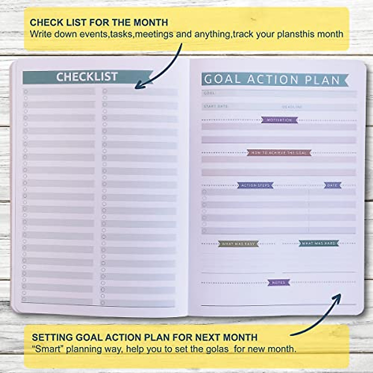 12 Months Undated Planner Daily Weekly And Monthly Hourly Scheduling to Hit Your Goals,8.3 x 5.8" Faux Leather Hardcover, Start Any Time (orange)