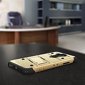 Zizo Bolt Series Compatible with LG Stylo 4 Case Military Grade Drop Tested with Tempered Glass Screen Protector, Holster, Kickstand Gold Black