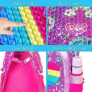 CCJPX Girls Backpack, 16" Kids Unicorn Bookbag and Lunch Box for Elementary School Toddler Kindergarten Preschool Purple