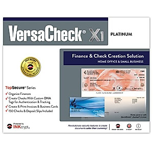 VersaCheck HP OfficeJet Pro 8210 MXE MICR Check Printer X1 Platinum Check Printing Software Bundle, Black