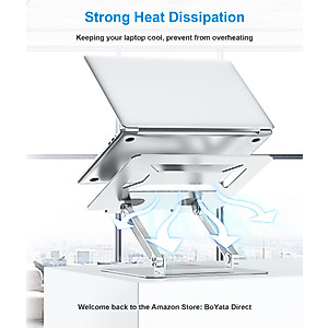 BoYata Laptop Stand for Desk, Adjustable Computer Stand with 360° Rotating Base, Ergonomic Foldable Laptop Riser Holder for Collaborative Work, Compatible with All MacBook Pro/Air, Notebook up to 17"