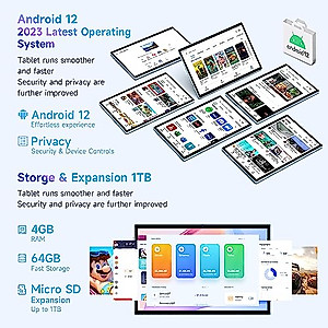 TECLAST 2023 New Android 12 Tablet, P30S Android Tablet 10 inch, 4+64GB, 1TB Expand Tablet PC, 8 Core CPU, 2.4G/5G WiFi Tablet, 10.1 inch IPS HD Display, Bluetooth 5.0, GPS, Dual Camera