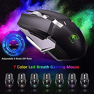 Wireless Gaming Keyboard and Mouse,16 Kinds RGB LED Backlit Rechargeable Keyboard Mouse with 4800mAh Battery Metal Panel,Mechanical Feel and Gaming Mute Mouse for Computer Gamers(Black RGB Backlit)