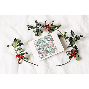 Hying Christmas Holly Berry Leaves Clear Stamps for Card Making Scrapbooking, Xmas Pine Leaves Rubber Stamp Tress Leaves Stamps for Crafting Photo Album Decorations