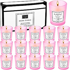 MTLEE 16 Pcs Candles for Home Soy Wax Scented Candle Jar Candles Gift for Women Thank You Gifts for Christmas Birthday Mother's Day Coworker Nurse Volunteer Teacher(Inspirational,Pink)