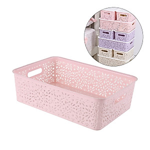 ABOOFAN Box Storage Bins with Lids Hollow Storage Basket Organization Baskets Sundries Organizer Pantry Bins Drawer Organizer Lidded Storage Bins Clothes Storage Basket Food Laundry Basket