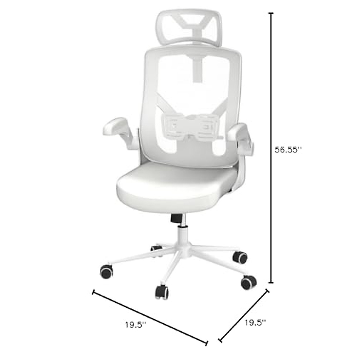 𝑯𝑶𝑴𝑬 𝑶𝑭𝑭𝑰𝑪𝑬 𝑪𝑯𝑨𝑰𝑹, Ergonomic Mesh Desk Chair, High Back Computer Chair- Adjustable Headrest with Flip-Up Arms, Lumbar Support, Swivel Executive Task Chair (Modern, White)