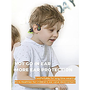 GenXenon Open Ear Headphones with Mic, 85dB Safe Volume Limited Air Conduction Kids Headphones Wireless, Bluetooth On Ear Headsets for Girls and Boys with 8GB Memory 8 Hrs Playtime for Music(Green)