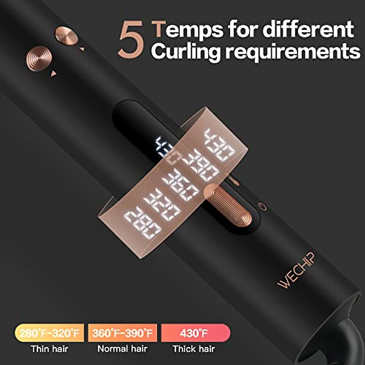 Rotating Curling Iron, Automatic Hair Curler, Curling Iron, Curling Wand, 1 1/4 Inch Ionic Rotating Hair Curler for Waves with Extra Long（5.5 inch） Tourmaline Ceramic Barrel (1 1/4 inch)