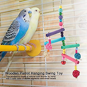 Bird Toys Natural Wooden Parrot Hanging Swing Toy Suitable for Medium and Small Parrots & Birds