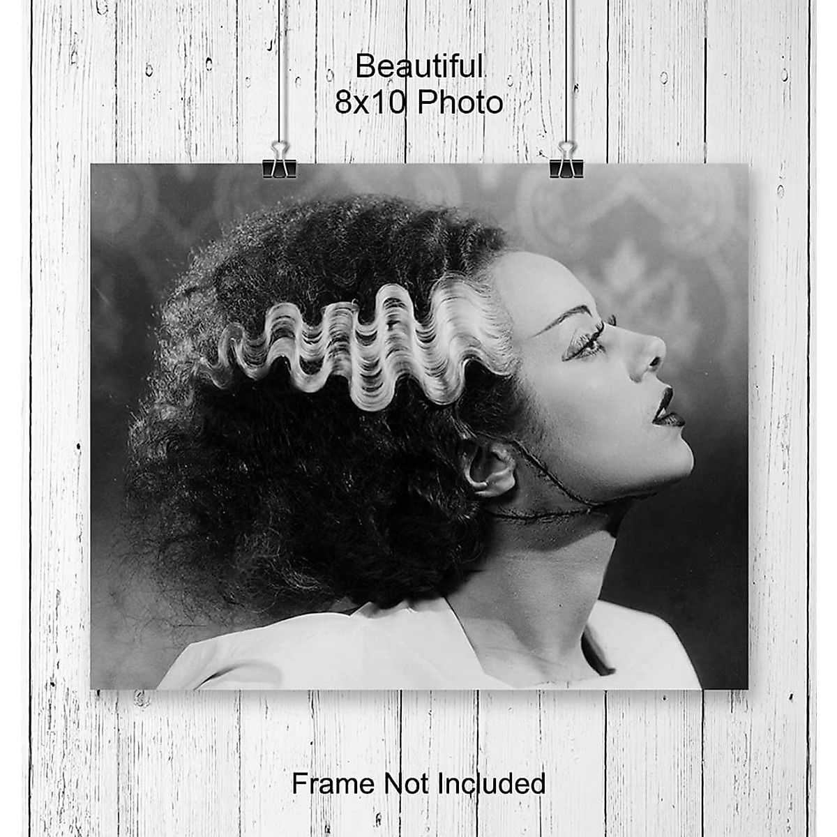 Bride of Frankenstein Decor - Funny Bathroom Wall Decor for Women - Frankenstein Poster 8x10 - Retro Restroom Decorations, Guest Bath Art Print Photo - Bridal Shower Gift - Home Theater Decor Unframed