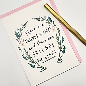 Old English Co. Friendship Card for Her - 'Friends for Life' Thank You Greeting Card for Women - Thinking of You Card for Bff, Best Friend, Sister | Blank Inside with Envelope