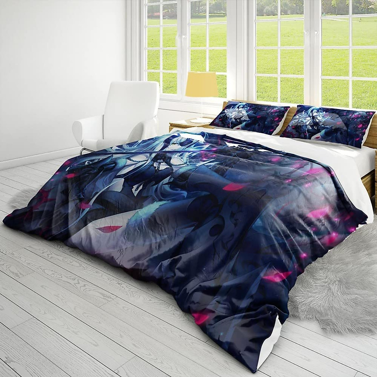 AKARDO Fate Grail War Anime Duvet Cover Soft 3D Printed Bedding Set with Comforter Cover 3 Piece Set Includes 2 Pillowcases and 1 Duvet Cover Machine Washable (12,Twin (68"x86"))