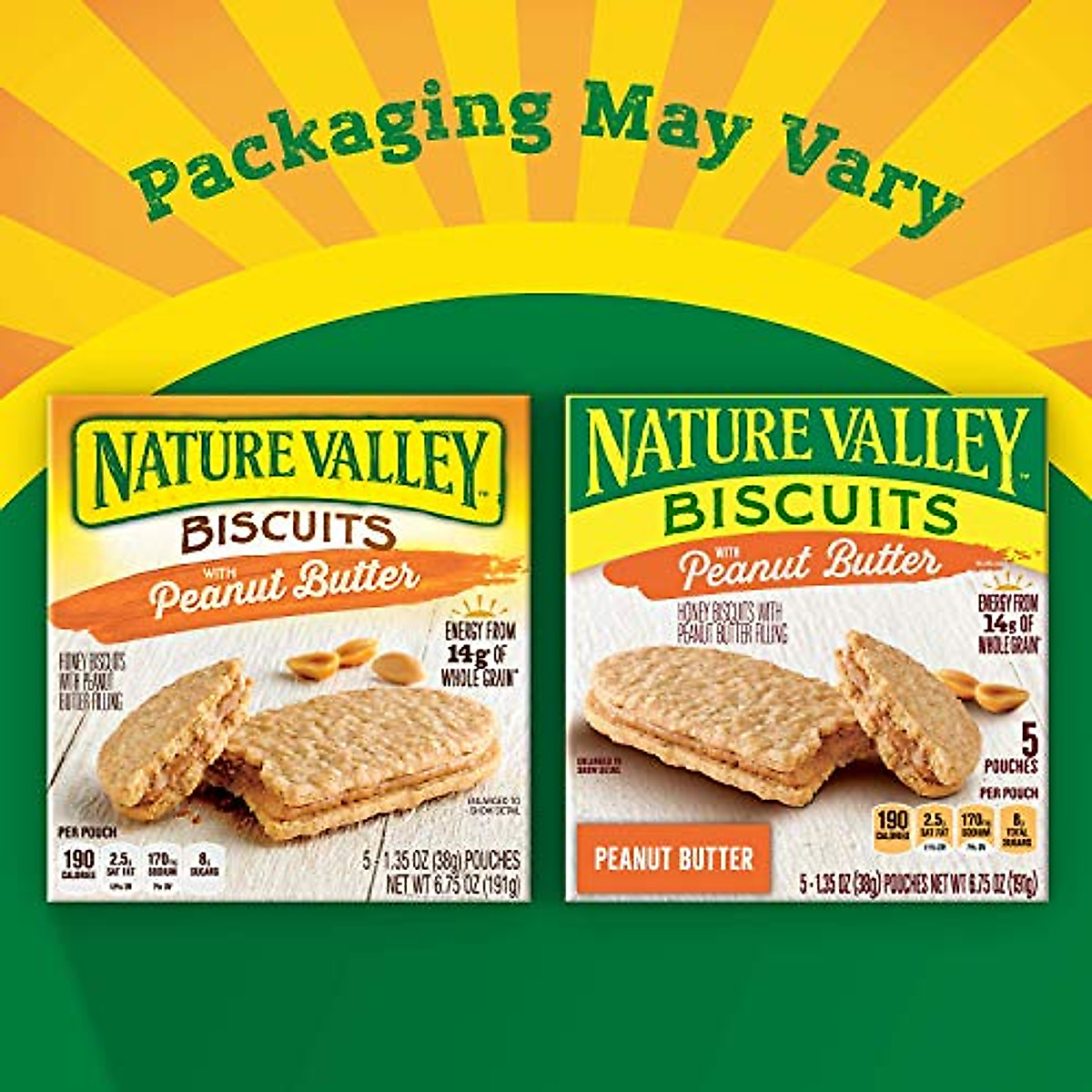 Nature Valley Biscuit Sandwiches, Peanut Butter Snack, 5 ct, 6.75 OZ