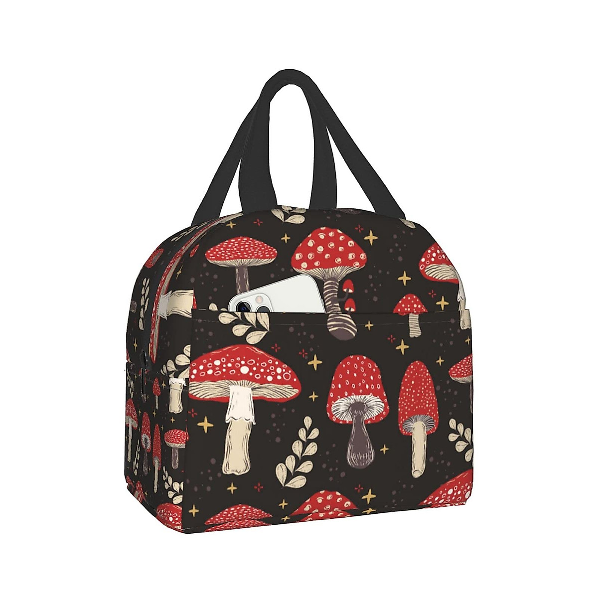 Lunch Bag Cute Cartoon Mushroom With Stars Insulated Lunch Box Reusable Lunch Bags Meal Portable Container Tote For Men Women Work Travel Picnic