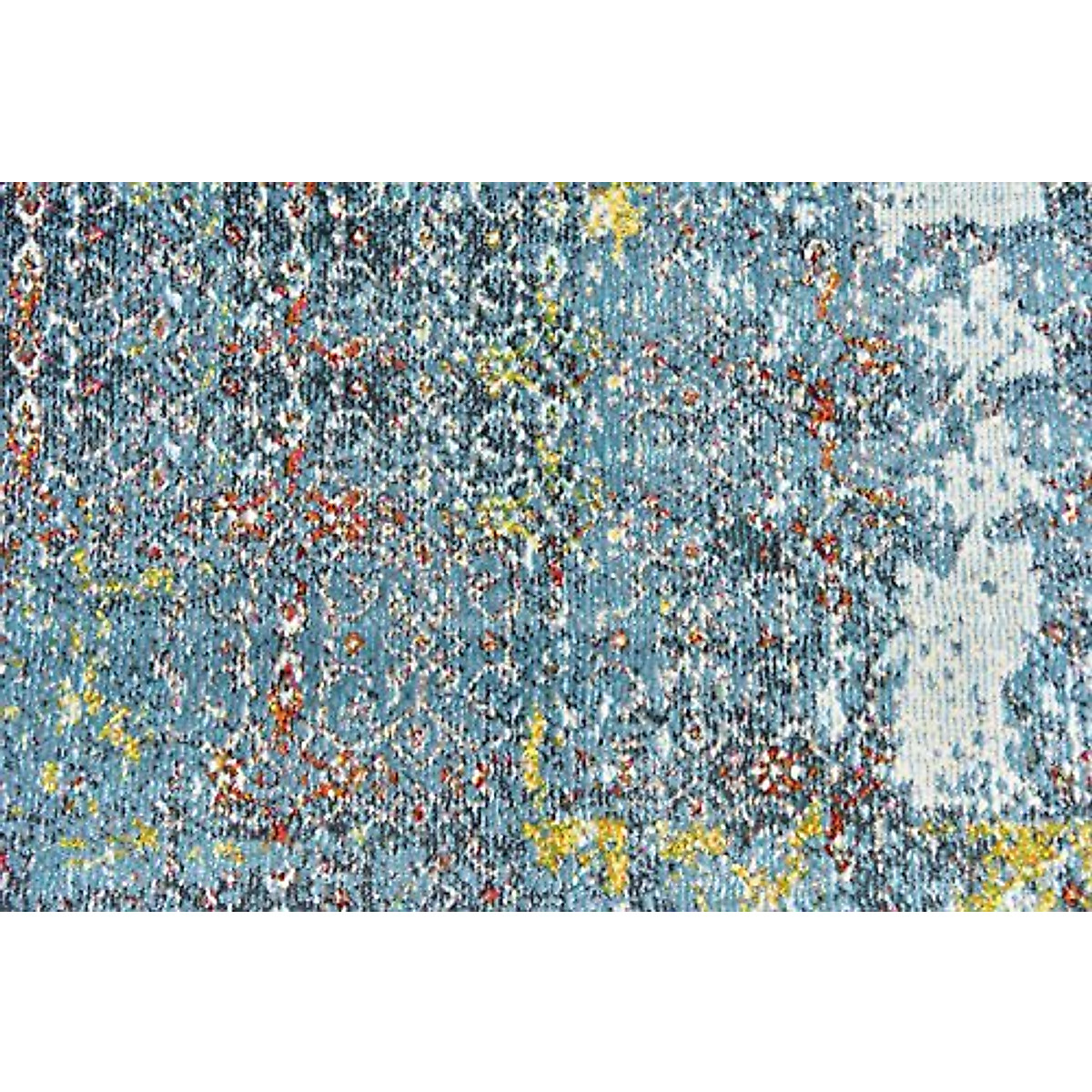 Unique Loom Baracoa Collection Bright Tones Vintage Traditional Runner Rug, 2' 7" x 10' 0", Teal/Ivory