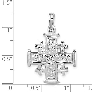Diamond2Deal 14k White Gold Jerusalem Religious Crucifix Cross Pendant Fine Jewelry for Women (L- 32 mm W- 23 mm)
